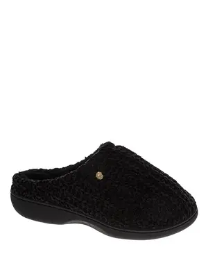 Badgley Mischka Weaved Metal Logo Accent Slippers - Black