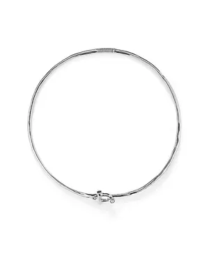 UNODE50 Rigid Necklace With Front Clasp Plated In Sterling With White Topaz - Silver