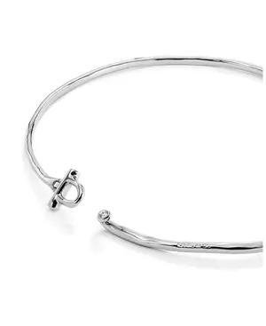UNODE50 Rigid Necklace With Front Clasp Plated In Sterling With White Topaz