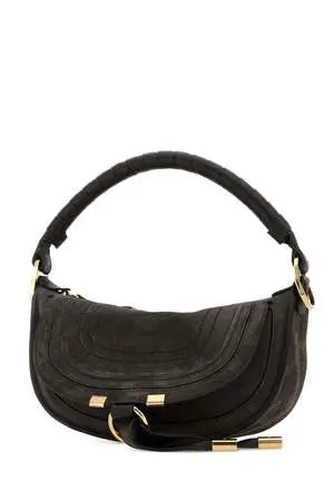 Chloé Dark Suede Mini Marcie Shoulder Bag - Brown