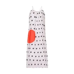 DHARA SHETH, DUBAI White / Red One Polka Dot Spaghetti Strap Maxi Dress