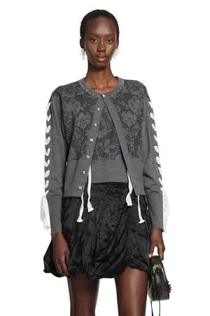 RENLI SU Floral Lace Wool Cardigan