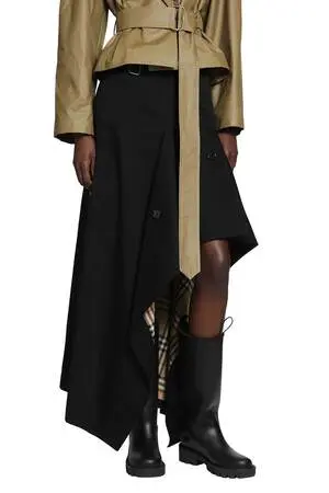 Burberry Gabardine Asymmetric Trench Skirt - Black