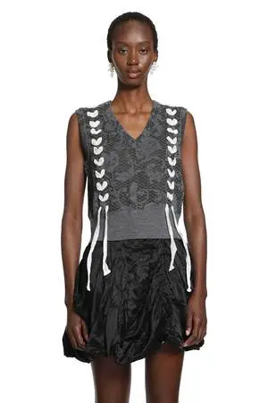 RENLI SU Knit Floral Vest - Grey