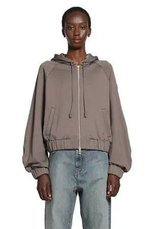 Moncler Fleece Zip Up Hoodie - Beige