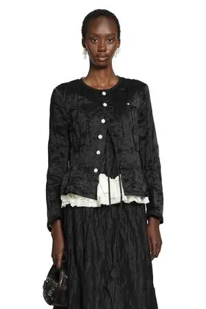RENLI SU Cotton Silk Satin Waisted Jacket - Black