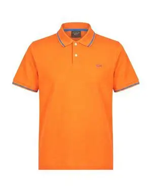 Paul & Shark Man Polo Shirt Orange Size L Cotton Orange