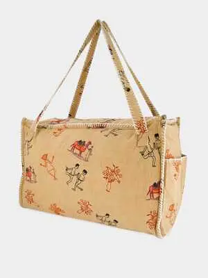 BAZISZT Brown Lavie Cotton Shoulder Bag