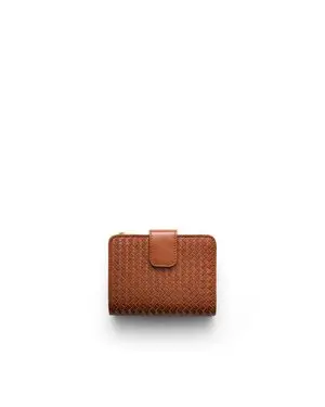 Prada Small Woven Madras Leather Wallet