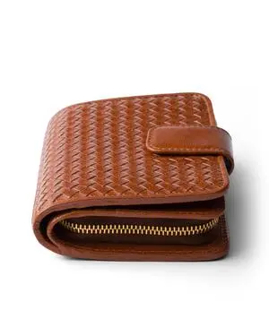 Prada Small Woven Madras Leather Wallet