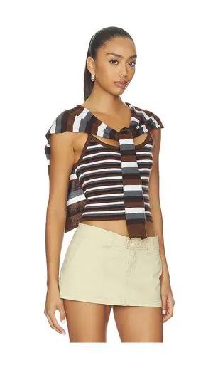 Monse Combo Stripe Cardigan Set In Brown