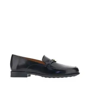 TOD'S Leather Loafers With Logo Medal Detail - Black