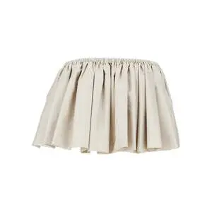 Miu Miu Mini Skirt With Logo Patch - Beige