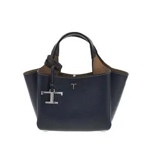 TOD'S Grained Leather Mini Shopping Bag - Blue