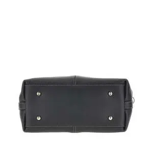 TOD'S Leather Small Shopping Tote Bag With Metal Bar Detail - Black