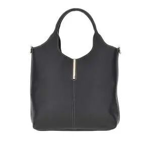 TOD'S Leather Small Shopping Tote Bag With Metal Bar Detail - Black