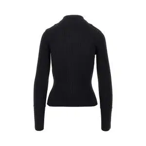 COURREGES Ribbed Knit Polo Shirt With "ac" Logo Embroidery - Black