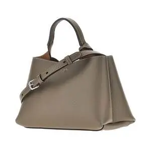 TOD'S Grained Leather Micro Shopping Bag With T Timeless Charm - Grey