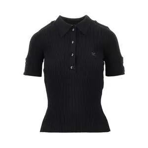 COURREGES Ribbed Knit Polo Hirt - Black