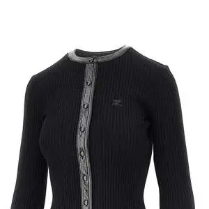 COURREGES Ribbed Cardiga With Vinyl Trimming