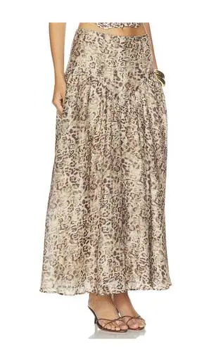 Bardot Hildie High Waisted Midi Skirt In Brown