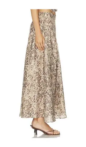 Bardot Hildie High Waisted Midi Skirt In Brown