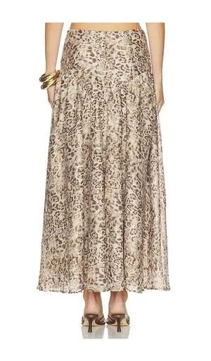 Bardot Hildie High Waisted Midi Skirt In Brown