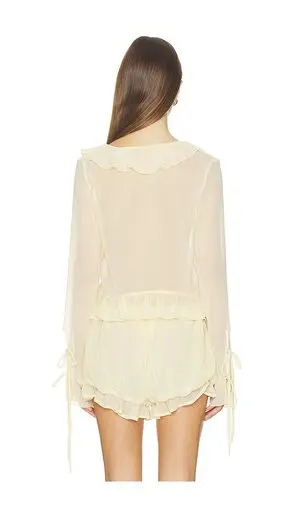 MILKWHITE Ruffle Long Sleeve Shirt