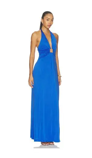 ROAME. Sawyer Cupro Halter Dress In Blue
