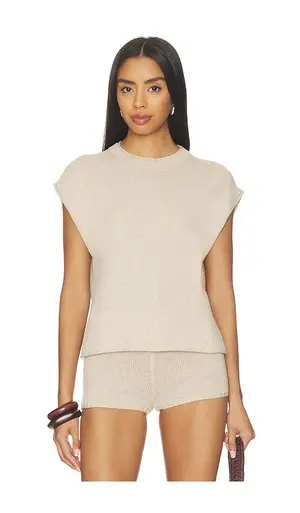 EAVES Cassian Knit Tee In Beige - Oatmeal