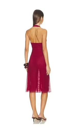 TIGER MIST Sheer Midi Dress With Ruffled Front