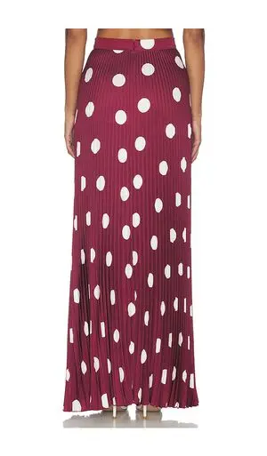L'IDEE Pleated Polka Dot Maxi Skirt - Wine