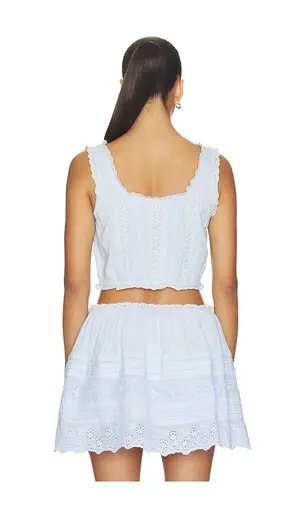 LoveShackFancy Blyss" Lace Trim Cropped Top