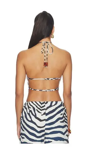 SEVEN WONDERS Sashia Handkerchief Halter Top Zebra Print