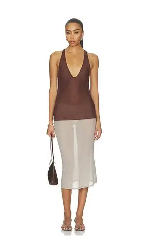 EAVES Vivian Sheer Chiffon Top - Chocolate
