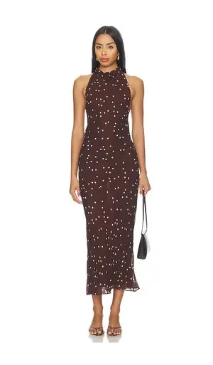EAVES Halterneck Maxi Dress - Brown