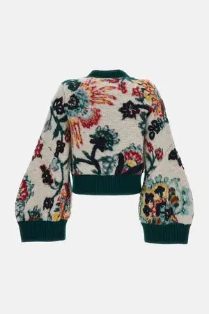 Sacai Cropped Floral Jacquard-knit Jacket