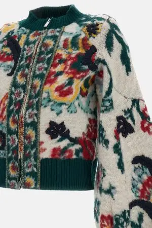 Sacai Cropped Floral Jacquard-knit Jacket - Multicolore