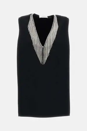 Sportmax Sleeveless Top With Rhinestone Embellishments - Nero