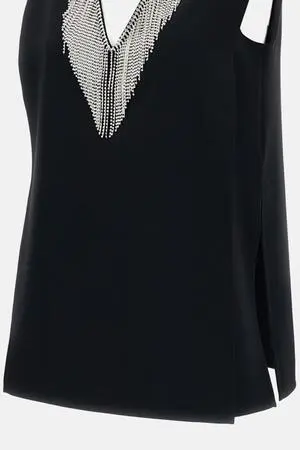 Sportmax Sleeveless Top With Rhinestone Embellishments - Nero