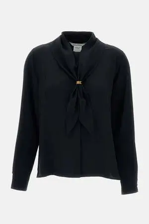 Max Mara Max Mara Silk Shirt With Integrated Scarf Nero