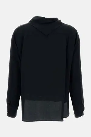 Max Mara Camicia In Seta Con Foulard - Nero