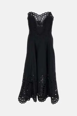 CHARO RUIZ IBIZA Charo Ruiz Marlin Cotton Blend Sweetheart Neckline Lace Panel Maxi Dress
