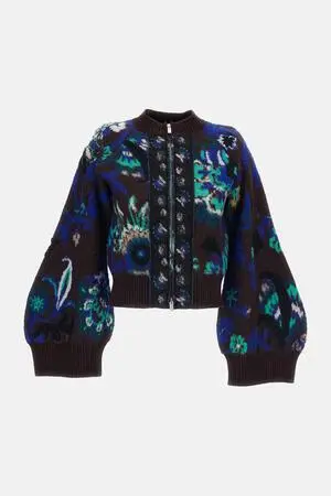 Sacai Floral Jacquard Knit Cropped Jacket - Multicolore