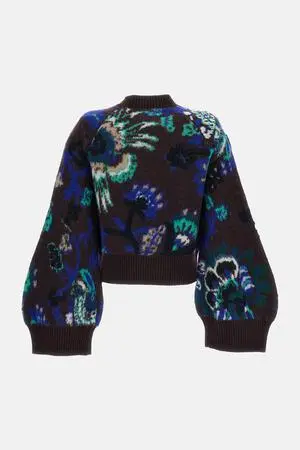 Sacai Floral Jacquard Knit Cropped Jacket - Multicolore