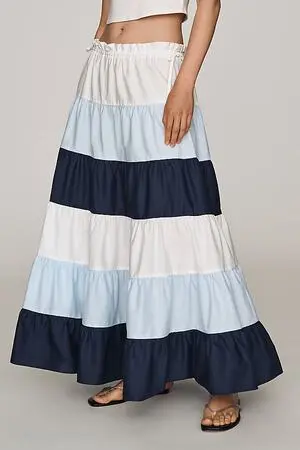 HUTCH Cotton Colorblock Maxi Skirt