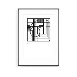 Curiosity Snug Numerology Series – Abstract Lines Number Six Limited Edition Print - Black