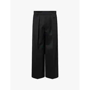 Simone Rocha Peeling-waist Wide-leg Wool-blend Trousers - Black