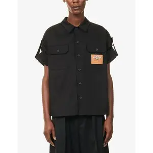 Simone Rocha Military Jewel Leather-patch Cotton Shirt