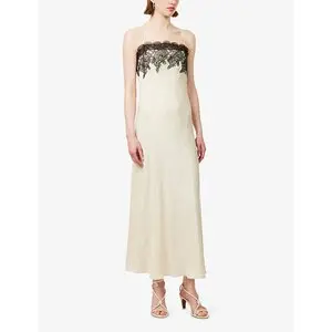 Dissh Lace-trimmed Satin Maxi Dress